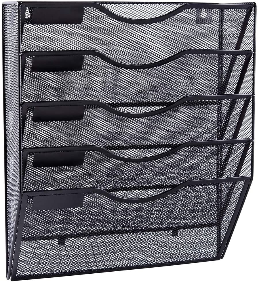 5 Pocket Mesh Hanging Wall File Organizer, Wall Mounted Mail Paper ...
