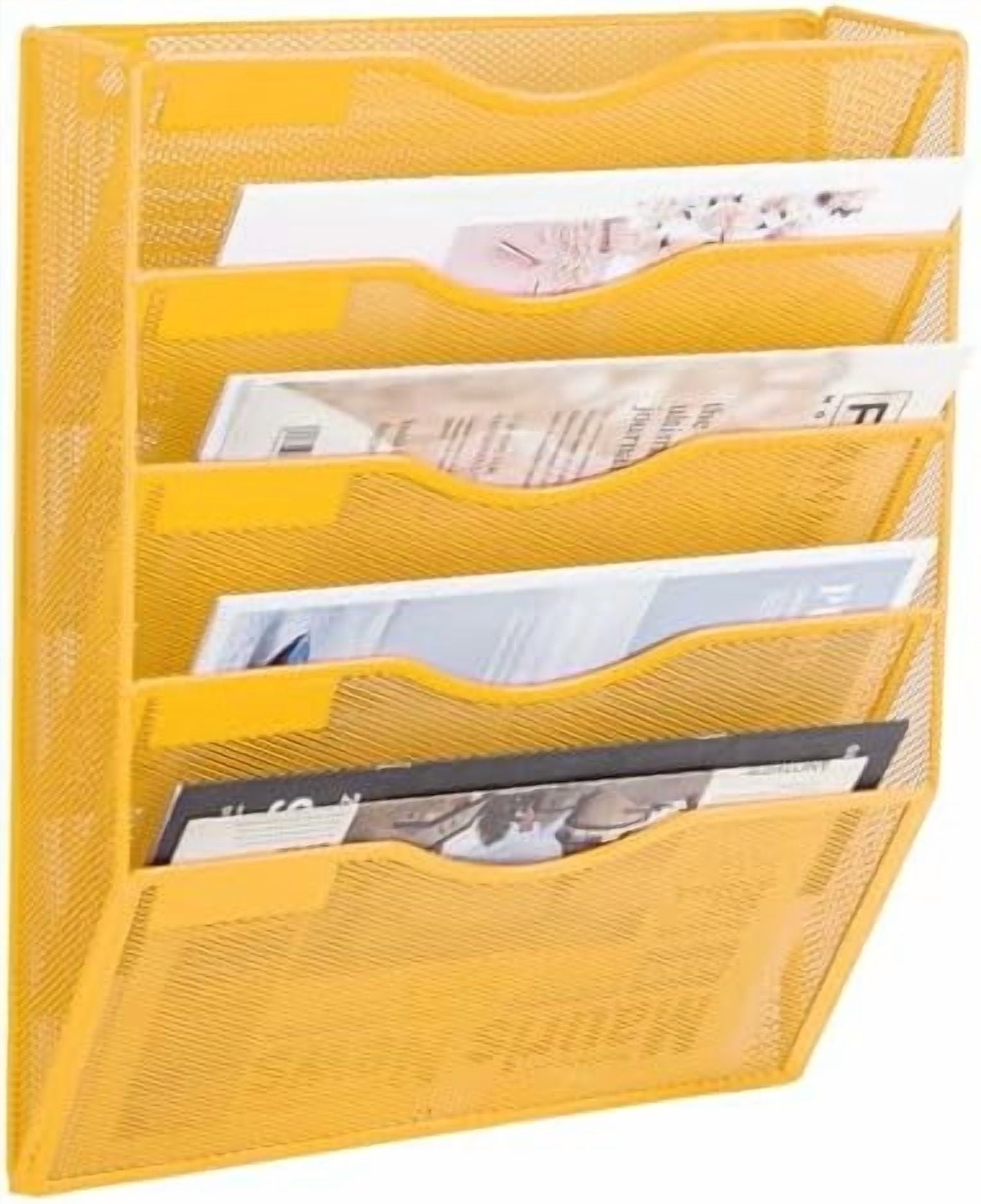 5 Pocket Mesh Hanging Wall File Organizer, Wall Mounted Mail Paper ...