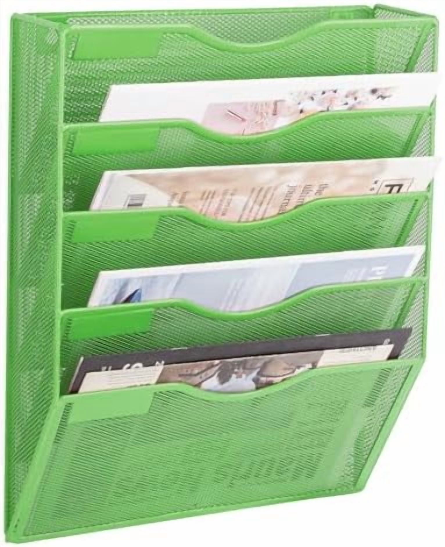 5 Pocket Mesh Hanging Wall File Organizer, Wall Mounted Mail Paper ...
