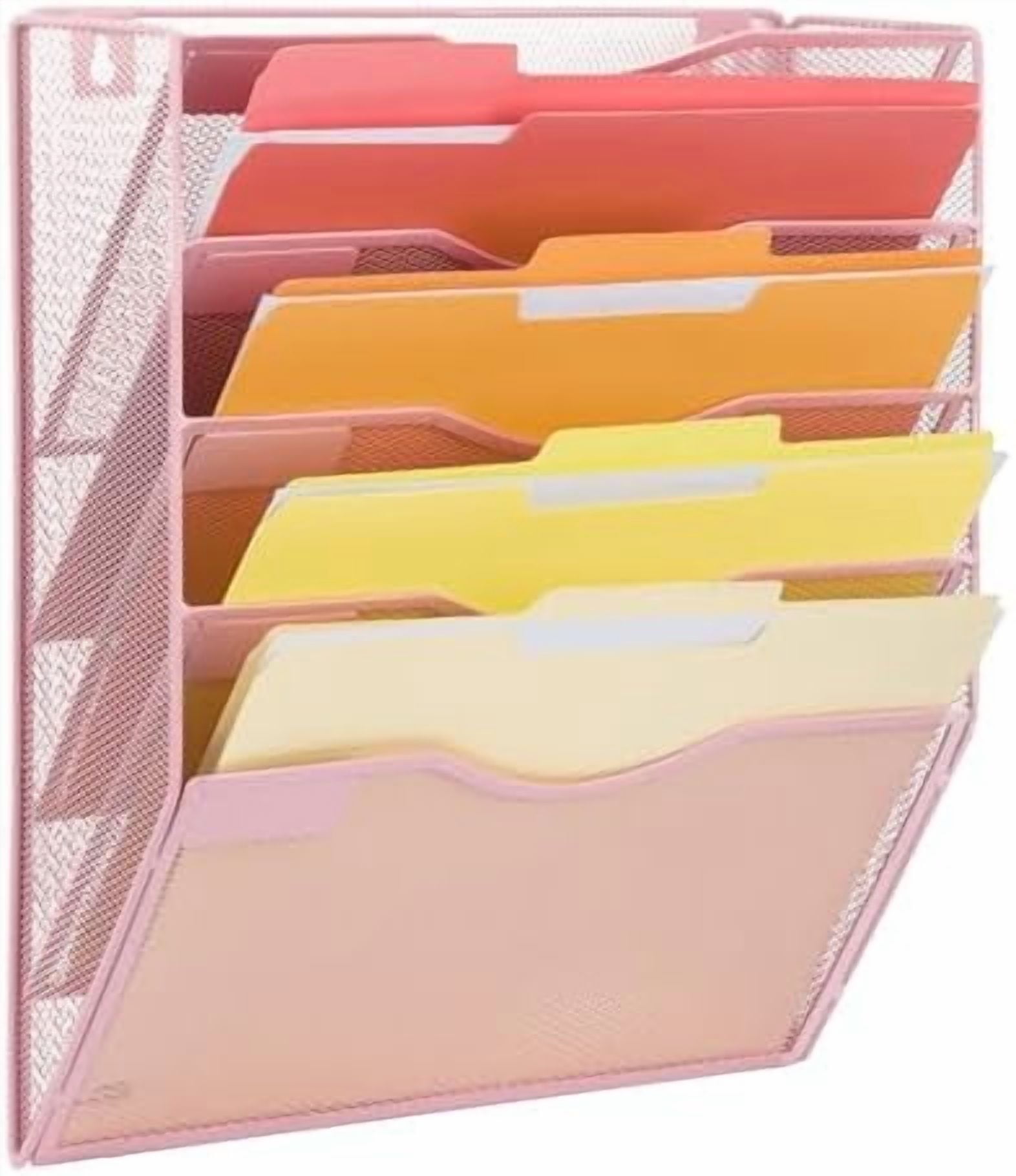 5 Pocket Mesh Hanging Wall File Organizer, Wall Mounted Mail Paper ...