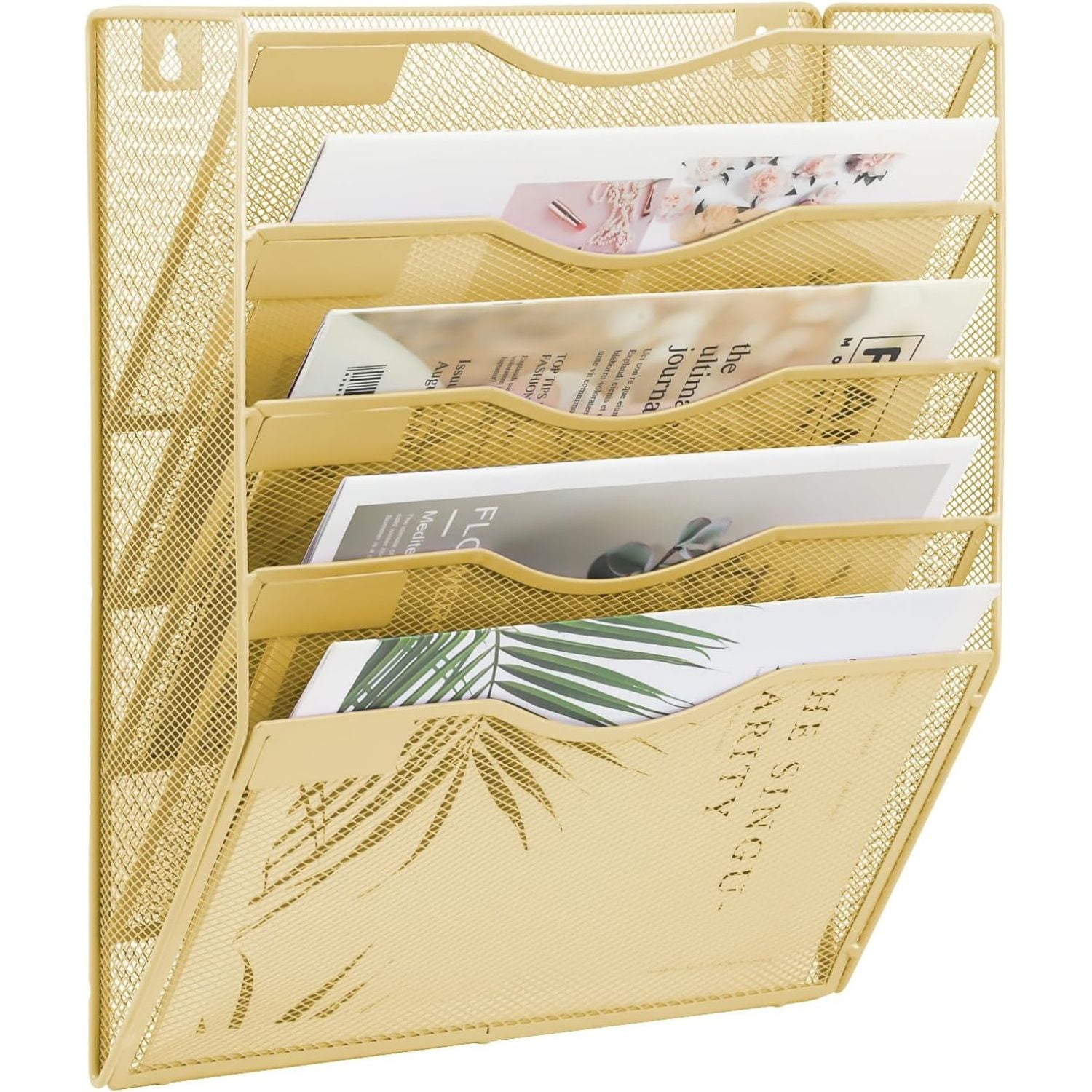 5 Pocket Mesh Hanging Wall File Organizer, Wall Mounted Mail Paper ...