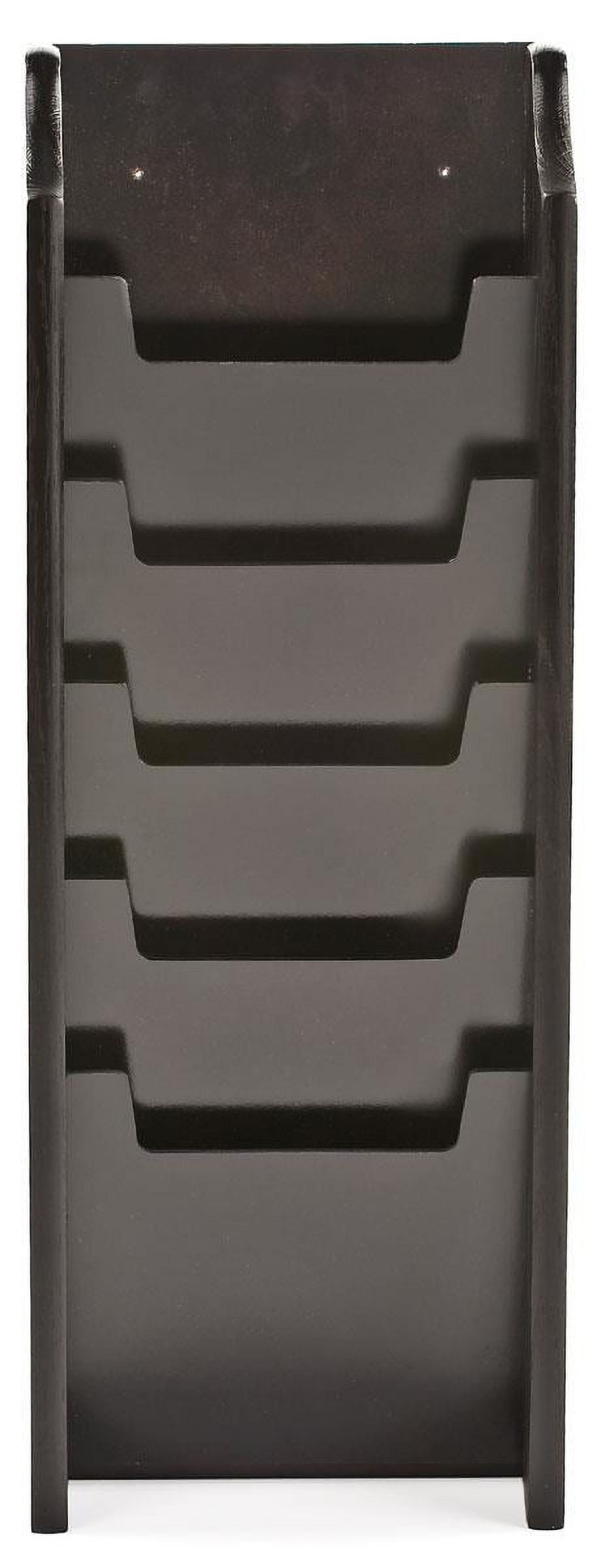 5-Pocket Tiered Magazine Rack for Wall Mount, Solid Oak & HDF (Black ...