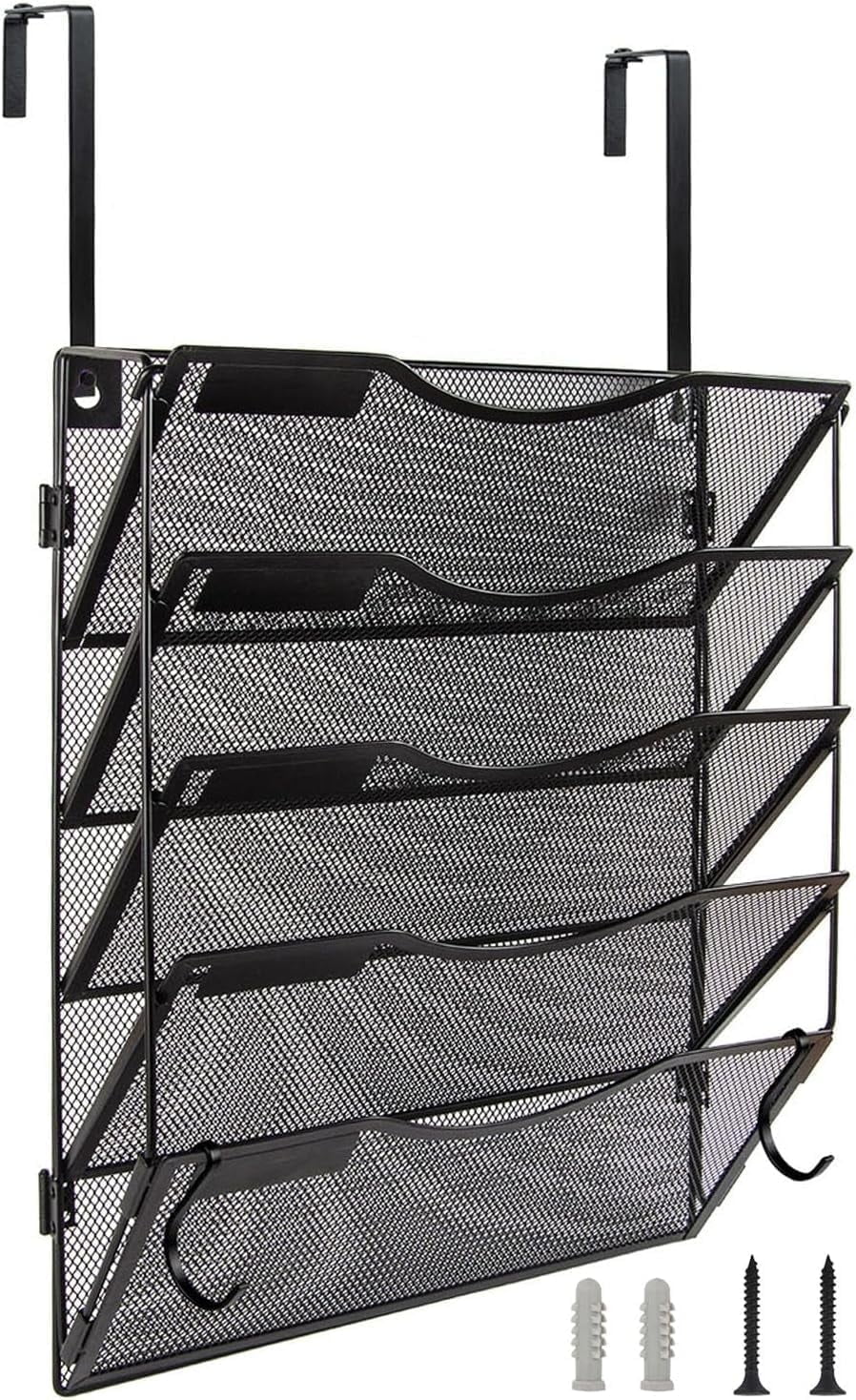 5-Pocket Wall File Organizer - Hanging Folder Holder for Mail ...