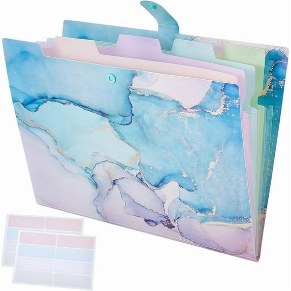 5 Pockets 1/4 Cut Tab Marble Pattern Design File Folders for Office ...