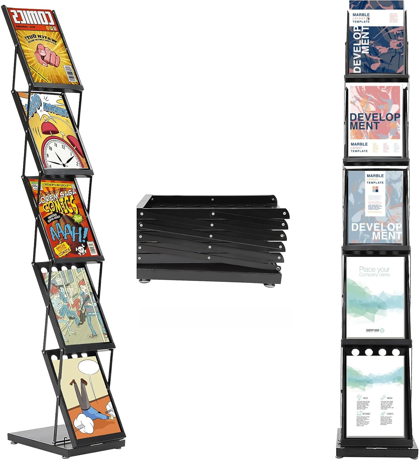 5 Pockets Foldable Magazine Rack Holder Brochure Display Stand ...