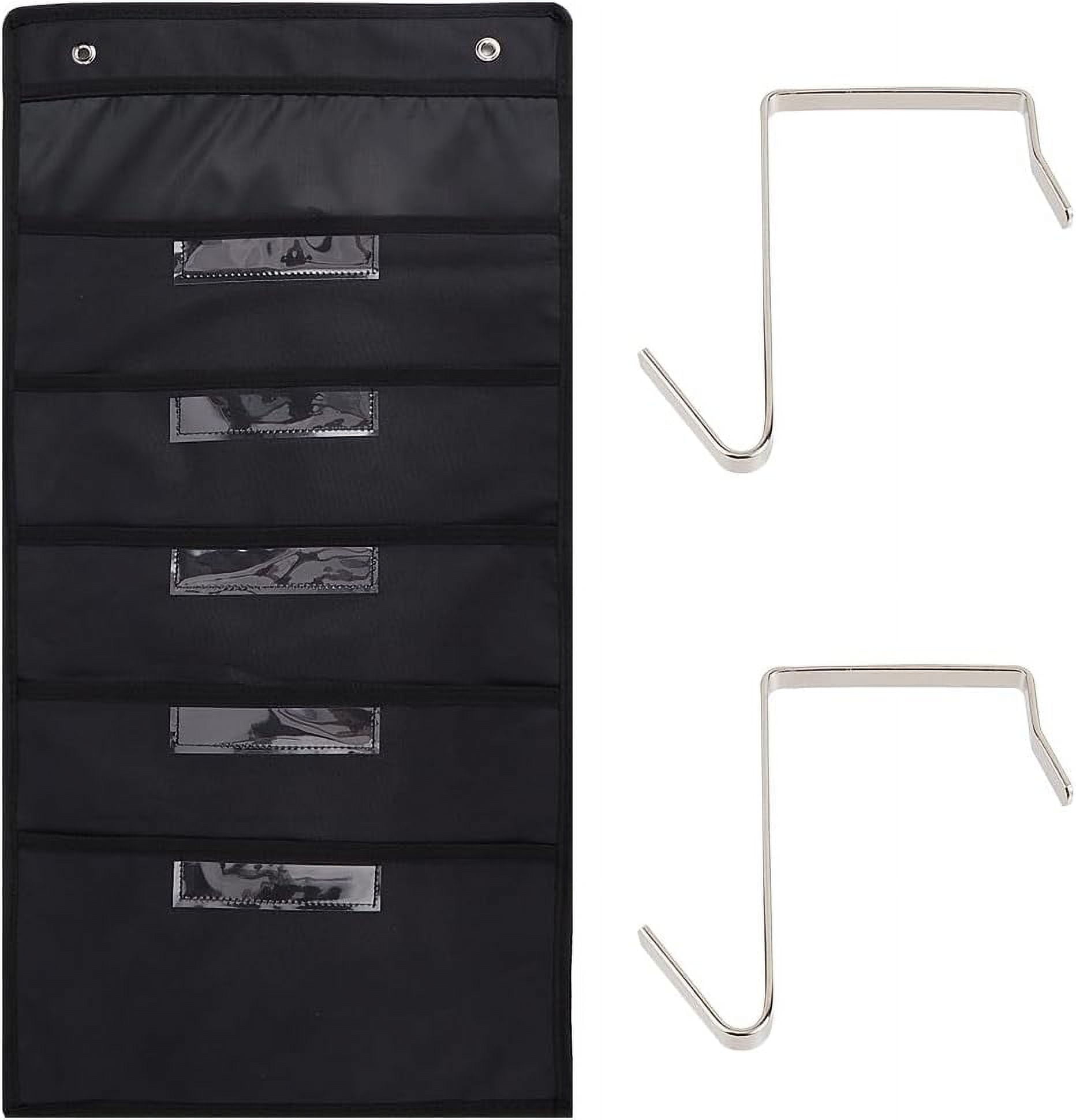 5 Pockets Hanging File Organizer Black Oxford Cloth Foldable Wall Mount ...