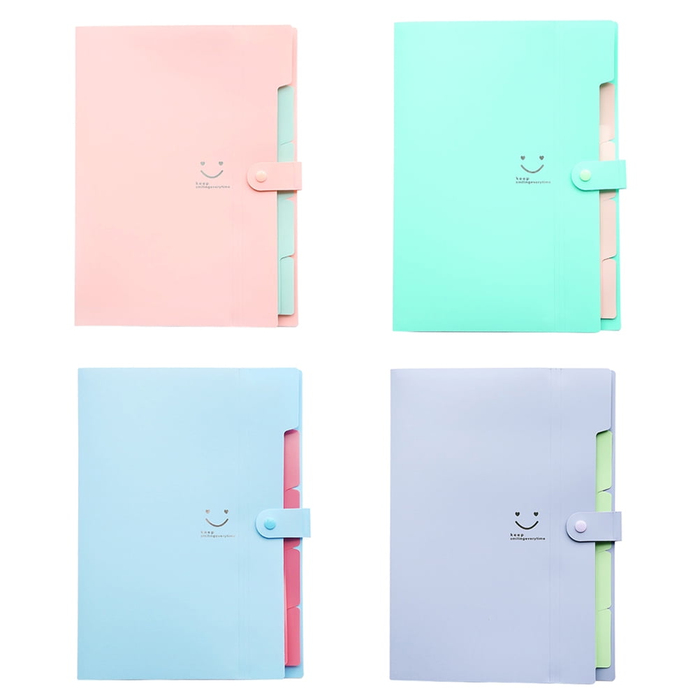 5 Pockets Plastic Expanding File Folders A4 Letter Size Snap Closure ...