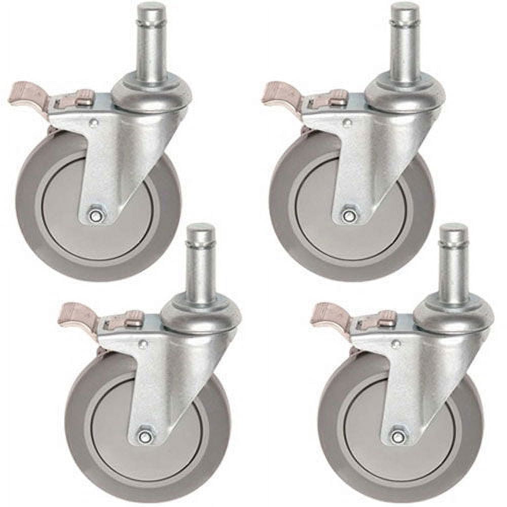 5" Polyurethane Stem Casters Set of (4) Wheels, All 4 with Brakes, 1200 ...