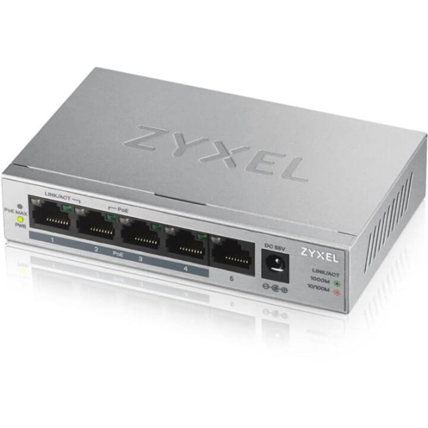 5 Port Gigabit Ethernet Unmanaged POE+ Switch | 4 x PoE+ @ 60W | Plug ...