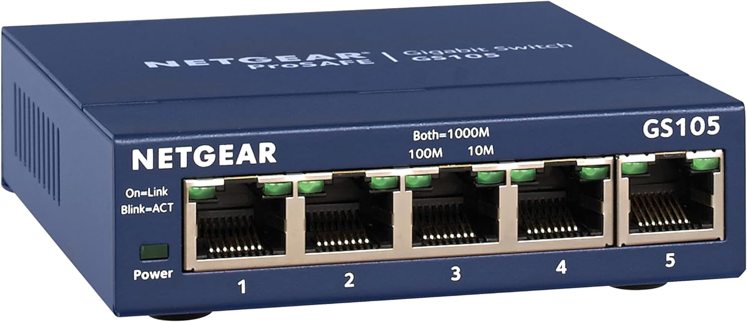 5-Port Gigabit Ethernet Unmanaged Switch (GS105NA) - Desktop or Wall ...