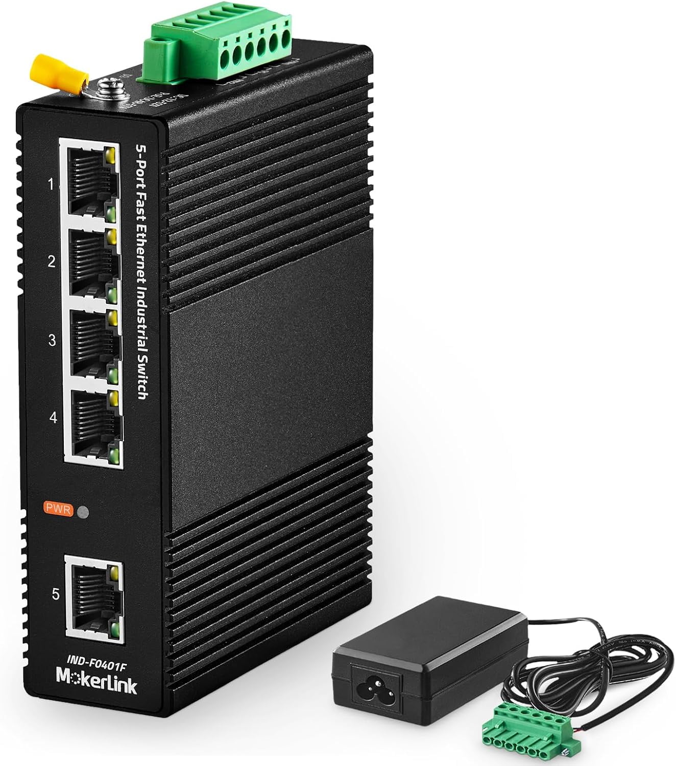5 Port Industrial DIN-Rail Network Switch, 10/100Mbps Fast Ethernet ...