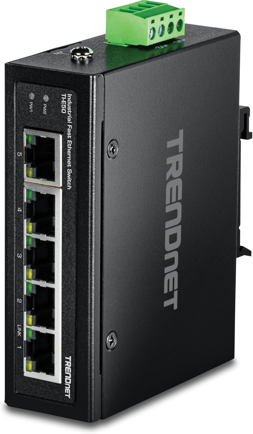 5-Port Industrial Fast Ethernet DIN-Rail Switch, TI-E50, 5 x Fast Ethernet Ports, IP50 Rated ...