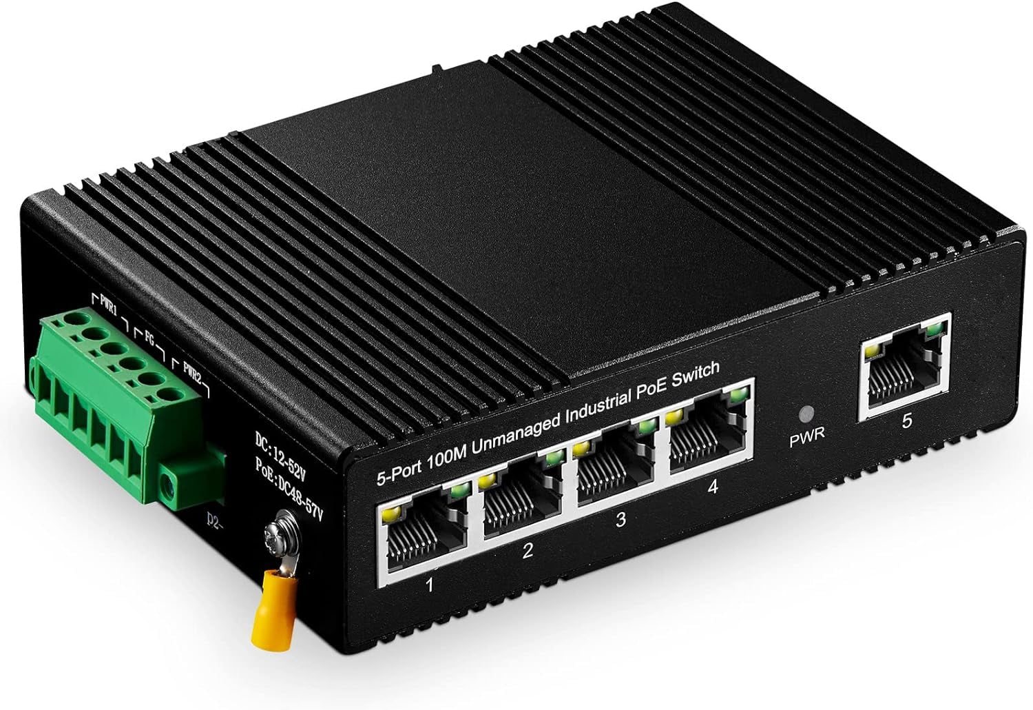 5 Port PoE Din Rail Industrial Ethernet Switch, 4 PoE IEEE802.3af/at, 1 ...