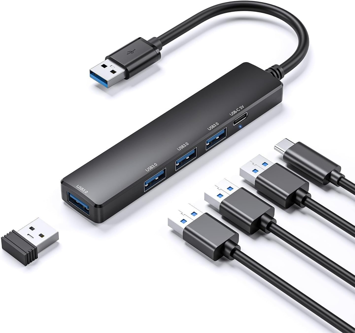 5-Port Powred USB 3.0 Hub,USB Hub Splitter,Portable USB Adapter Mini ...