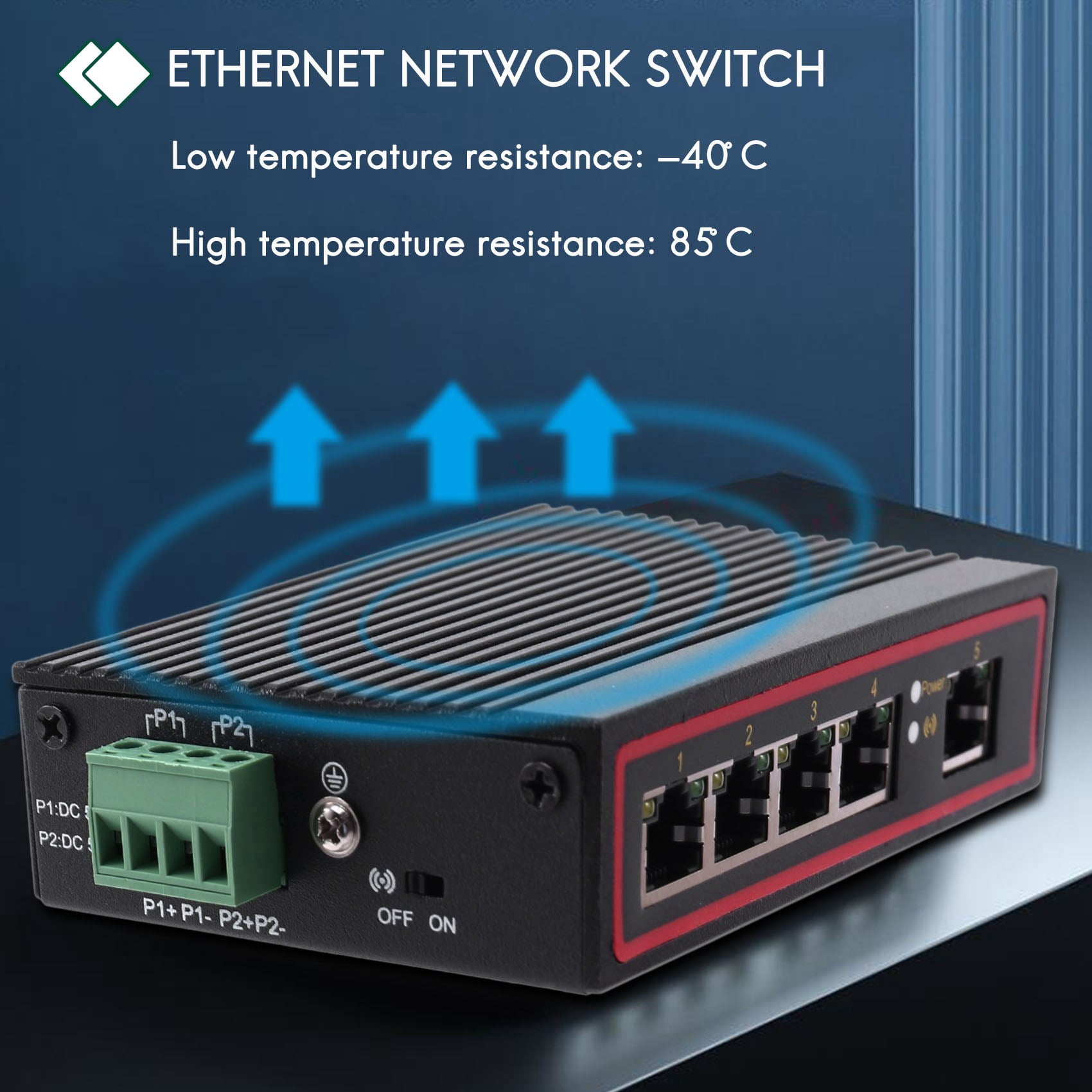 5-Port RJ45 10/100M Ethernet Desktop Switch Laptop DIN Rail Type ...