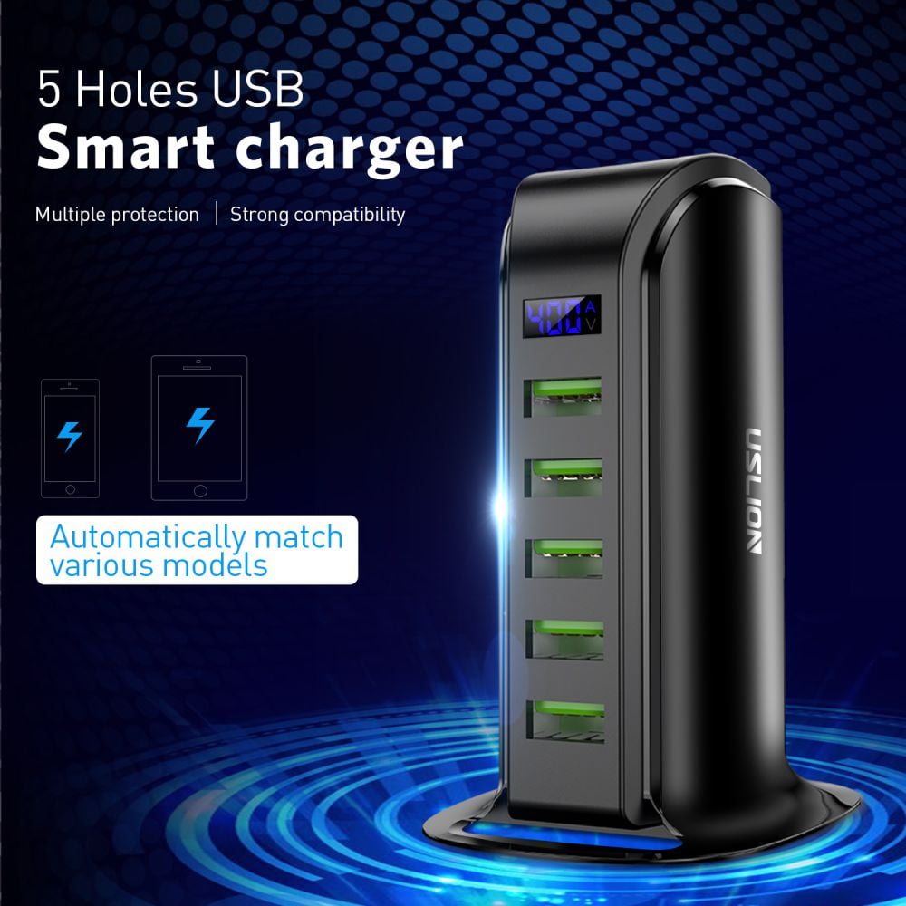 5 Port USB Charger Tower Portable USB Charging Station Desktop Wall ...