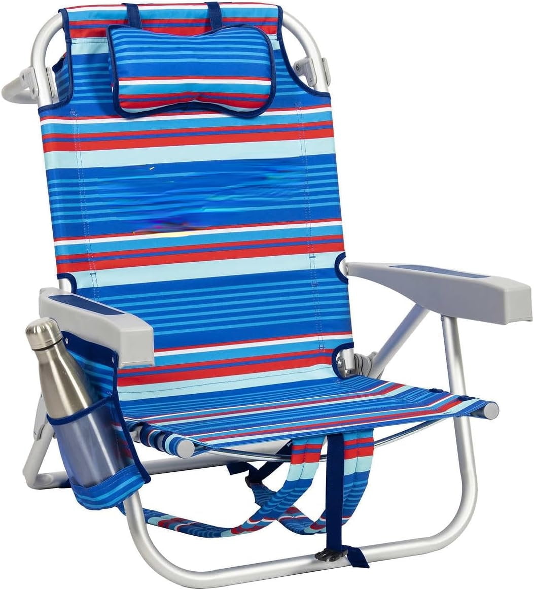 5 Position Beach Chair (Blue Stripes) - Walmart.com
