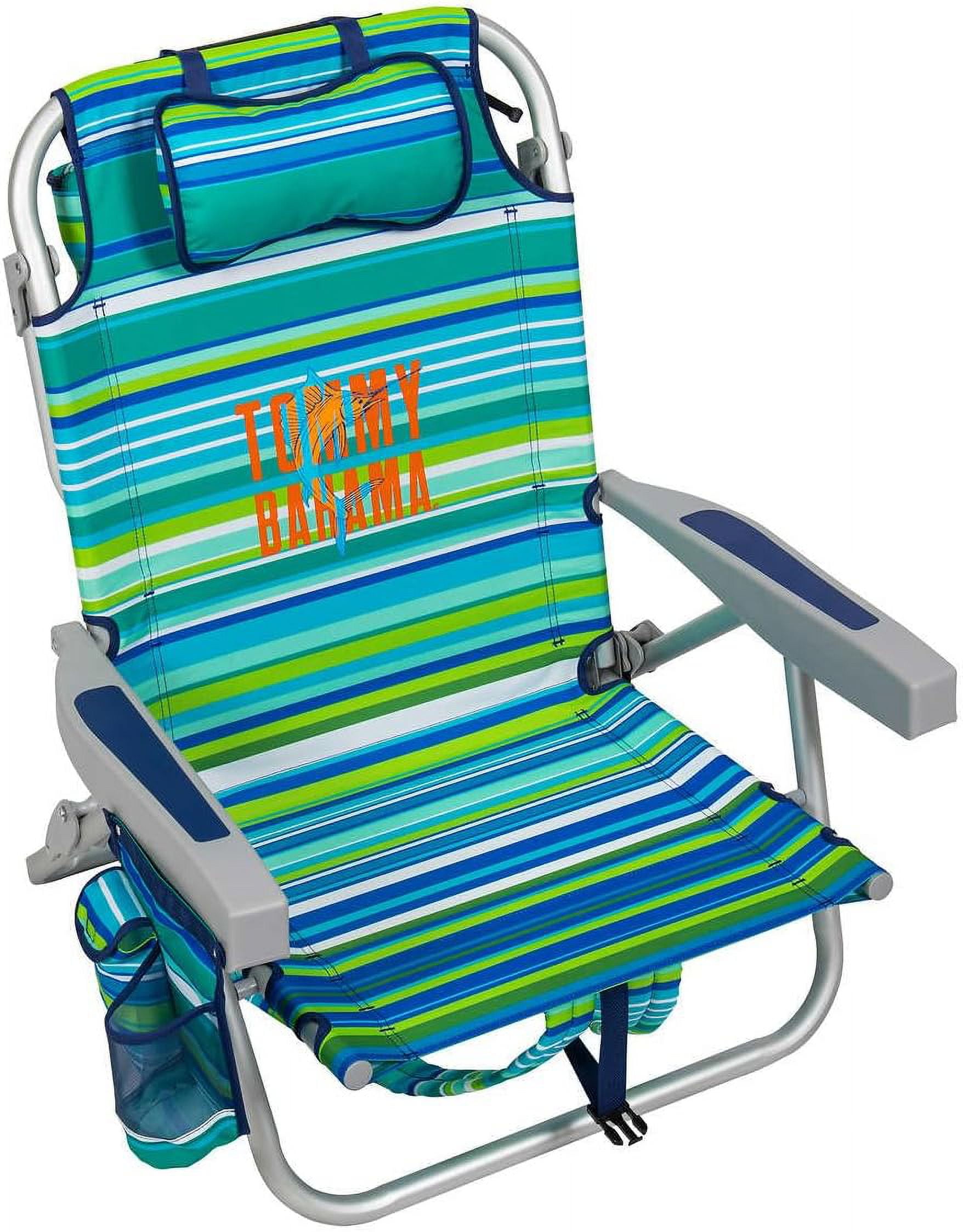 5 Position Beach Chair (Green Stripes) - Walmart.com