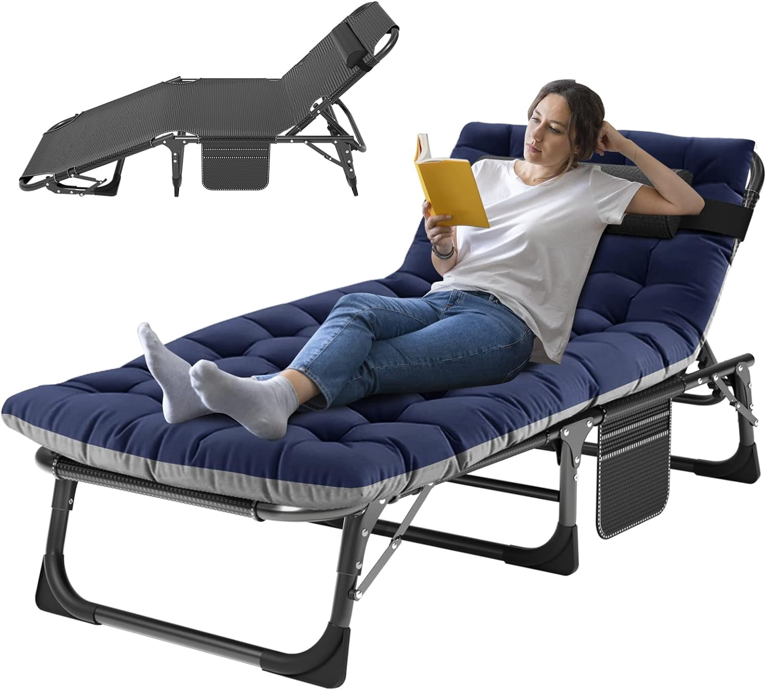 5 Positions Camping Cots for Adults,Outdoor Folding Sleeping Cot/Mat ...