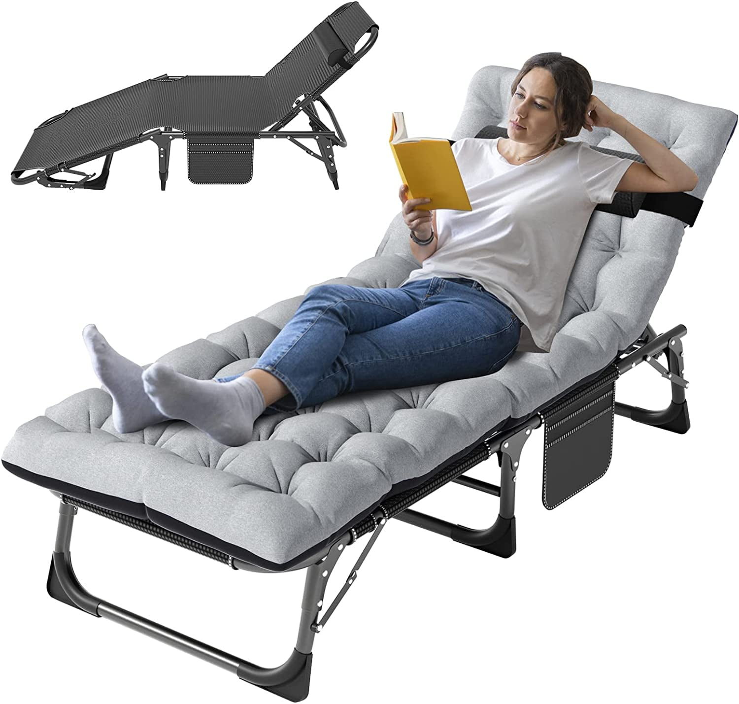 5 Positions Camping Cots for Adults,Outdoor Folding Sleeping Cot/Mat ...