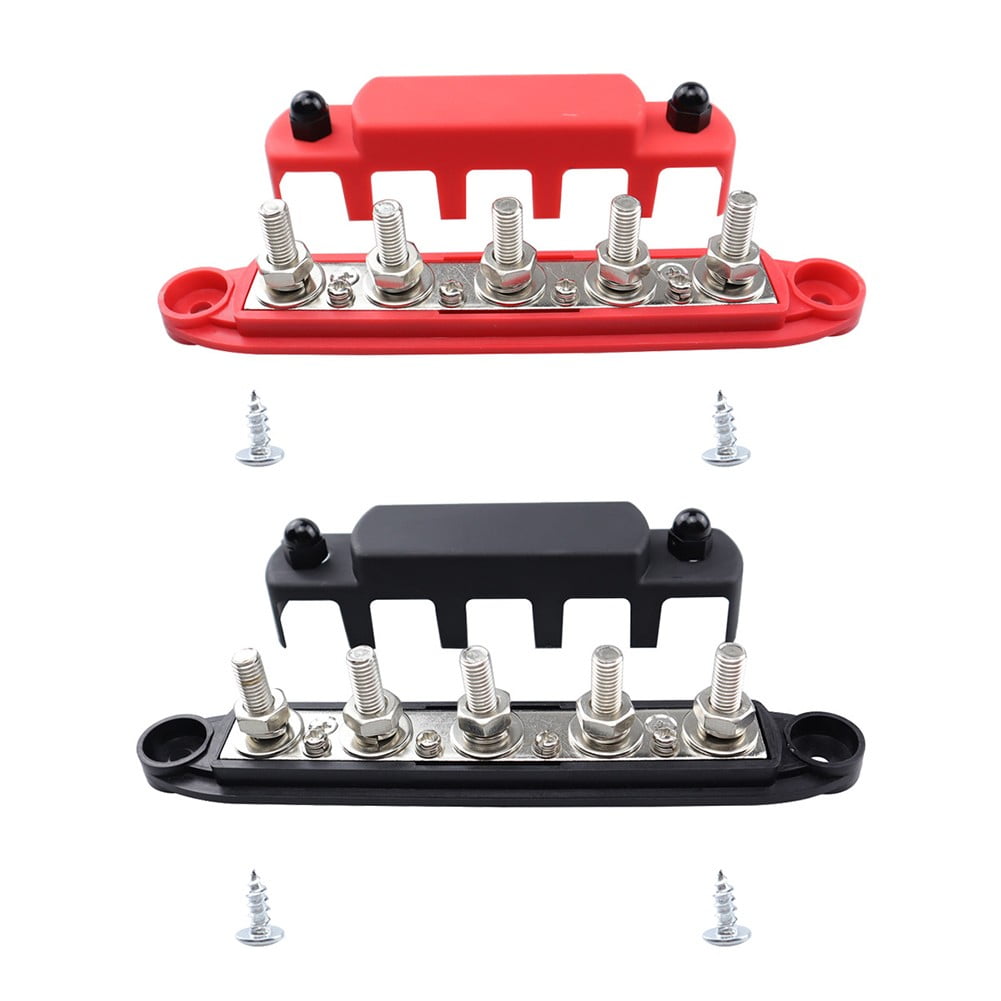 5 Post Power Distribution Block Terminal Screw Bus Bar 300A 48V DC M10 ...