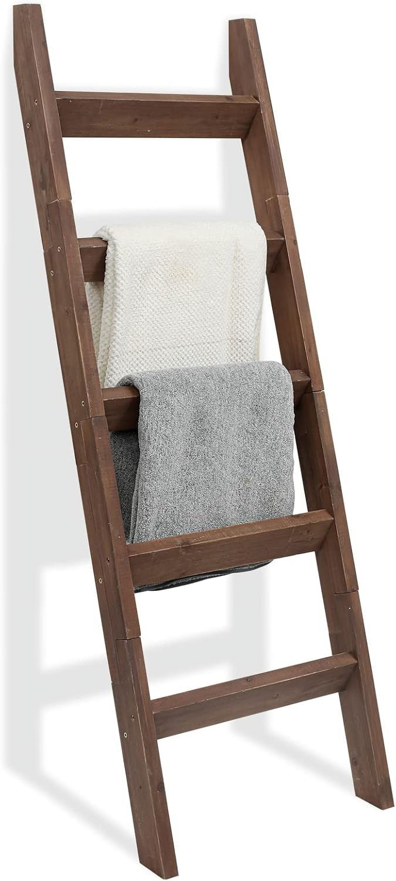 5 Posts (58 Inch) Wooden Blanket Ladder Living Room Decorative Wall ...