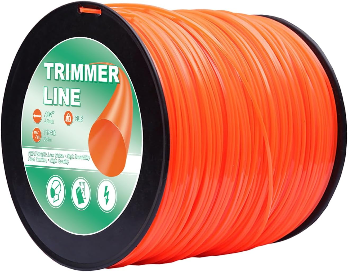 5 Pound 0.105" Heavy Duty String Trimmer Line, Weed Eater String ...