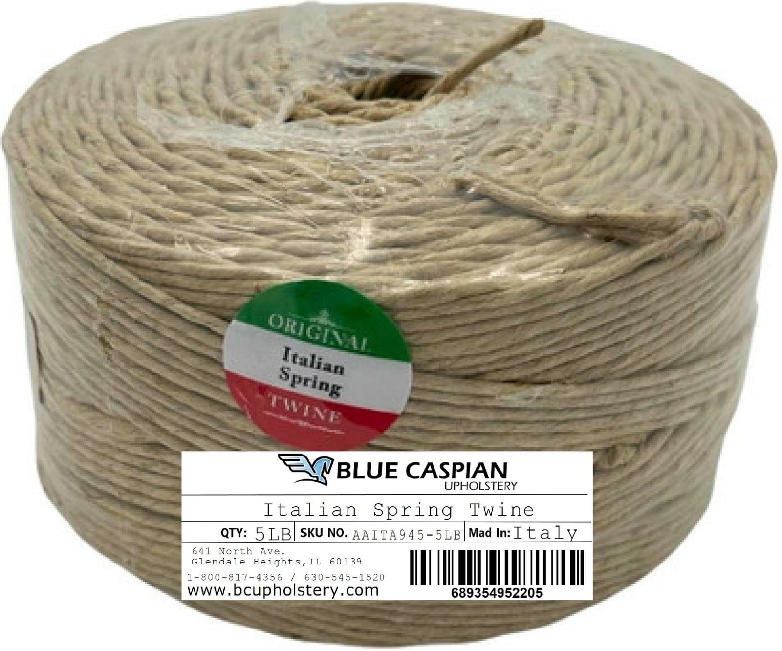 5 Pound (1000') Spool Italian Spring Twine 4-ply hemp-wax finish ...