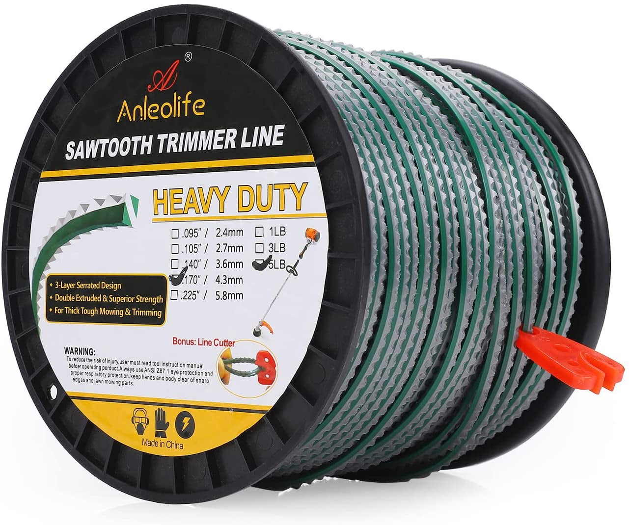 5-Pound Serrated Trimmer Line Spool Heavy Duty Sawtooth .170-inch-by ...