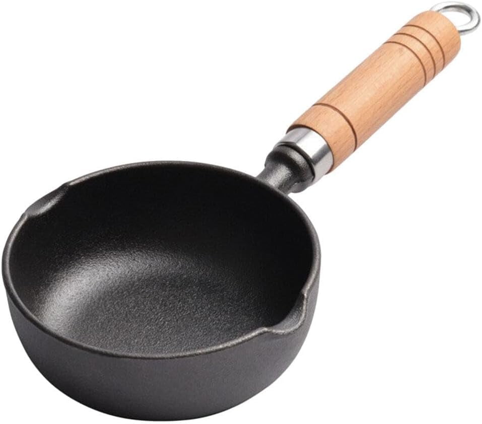 Aa2Zee 5" Pre-seasoned Premium Cast Iron Round Mini Pan with Wooden ...