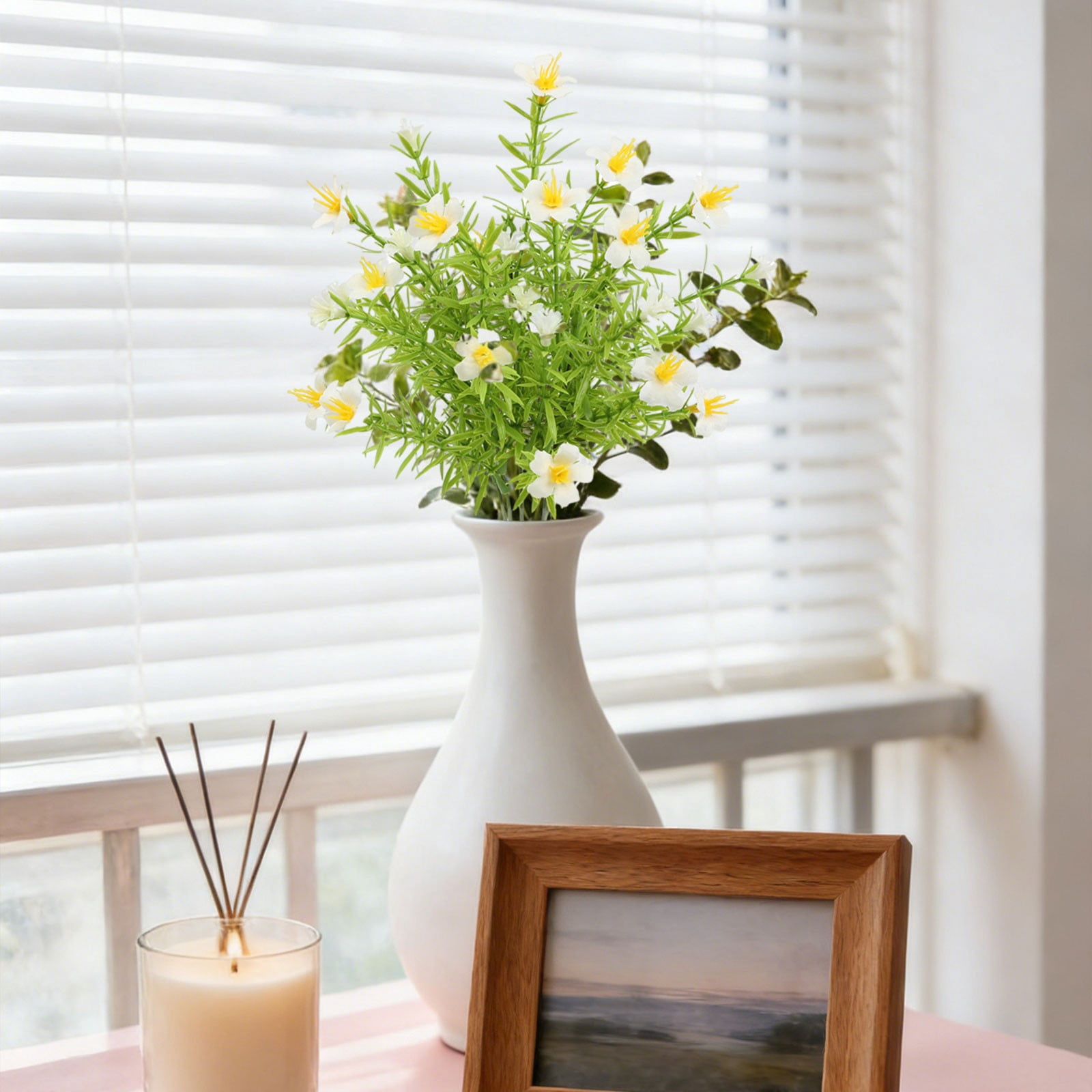 5-Prong Artificial Wildflower Bouquet, Multi Color Rustic Arrangement ...