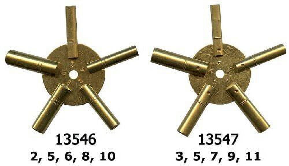 5 Prong Universal Brass Clock Winding Key for Winding Clocks ODD & EVEN ...