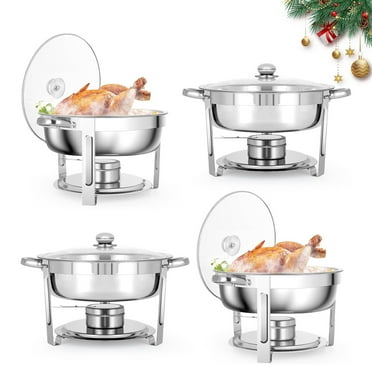 ZENY 6 Pack 5 Quart Stainless Steel Round Chafing Dish Set Buffet ...