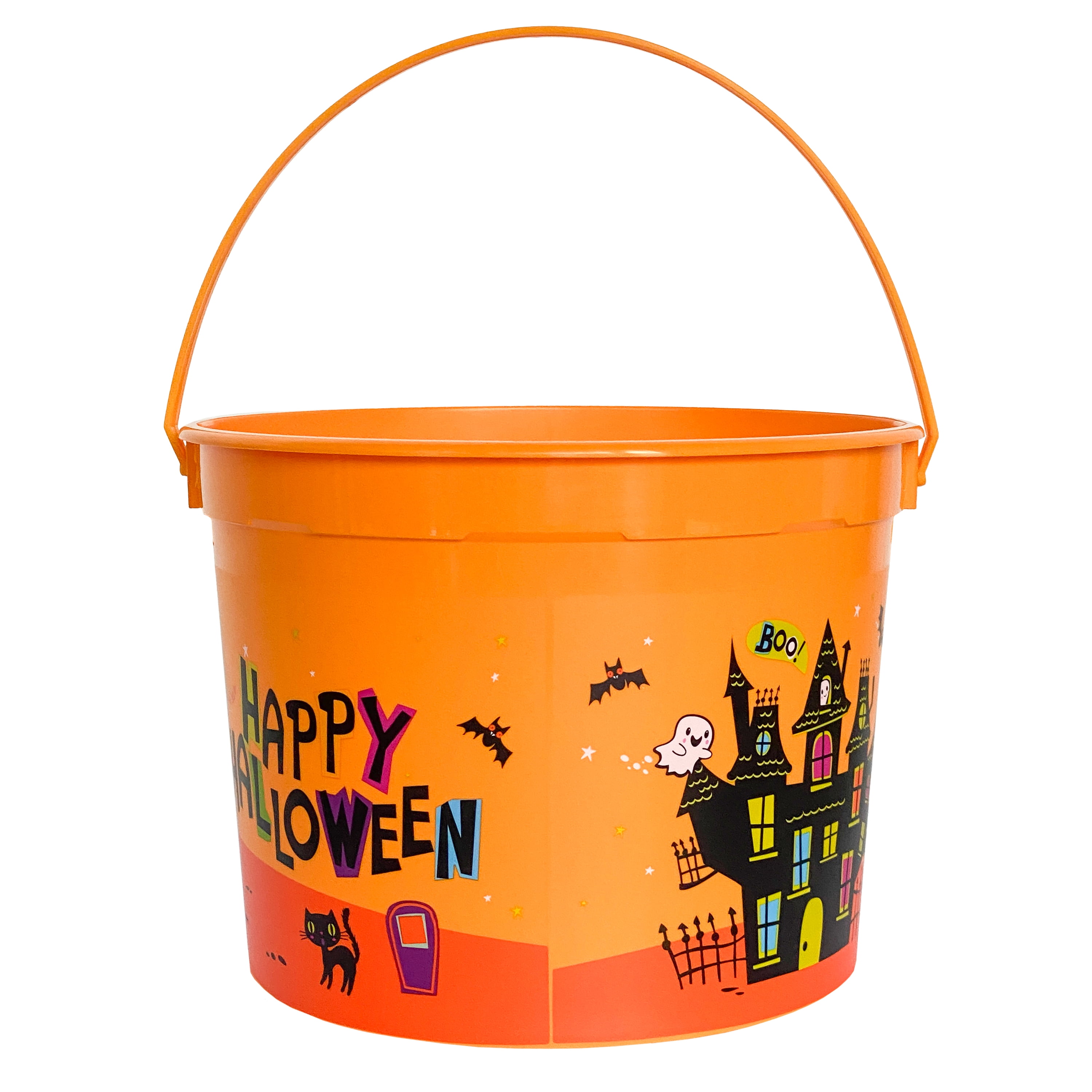 Haunted House Trick-or-Treat Bucket, Orange, 5 qt, Halloween by Way To ...