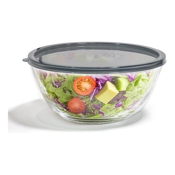 5 Quart Glass Mixing Bowl with Lid, Large 10 Inch Deep Bowl for ...