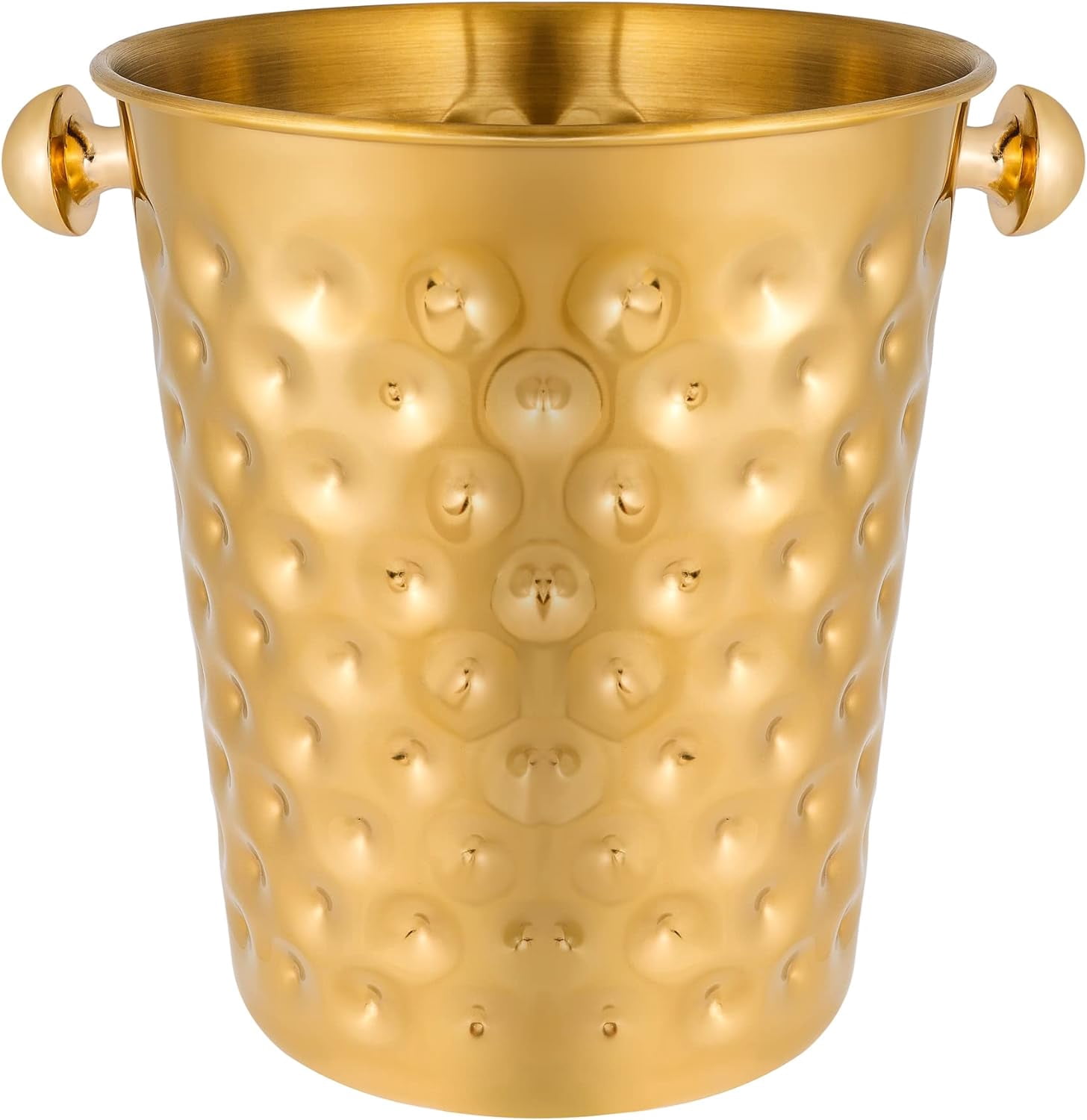 5-Quart Metal Golden Champagne Bucket, Hammered Mirror Finish Stainless ...
