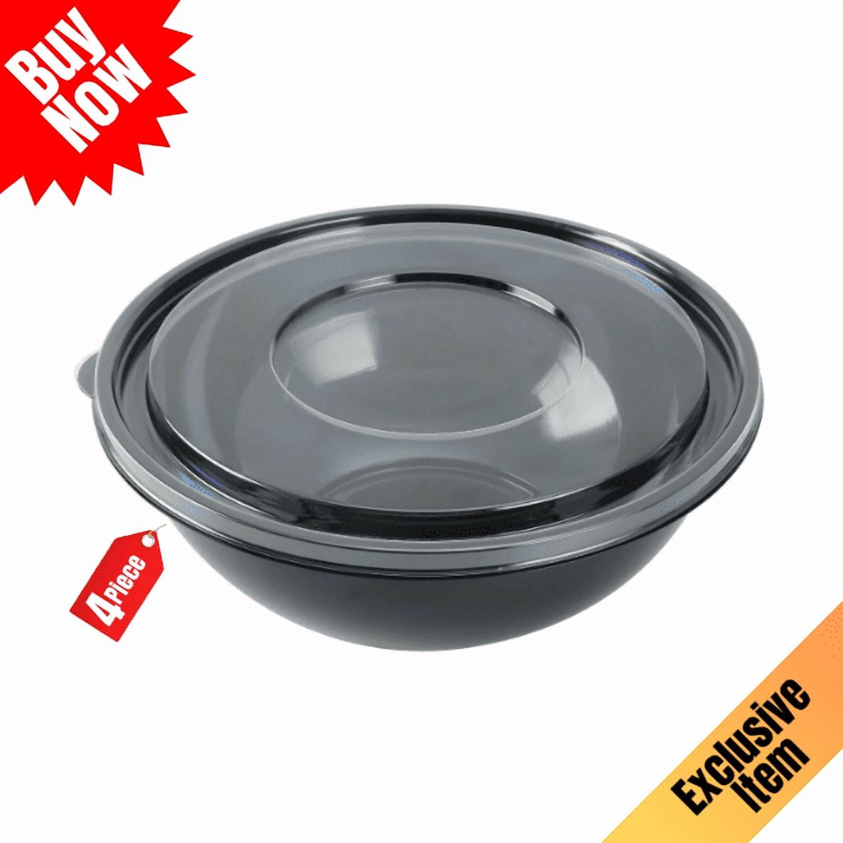 5-Quart Plastic Disposable Bowl & Lid Set, 4 Pack - Walmart.com