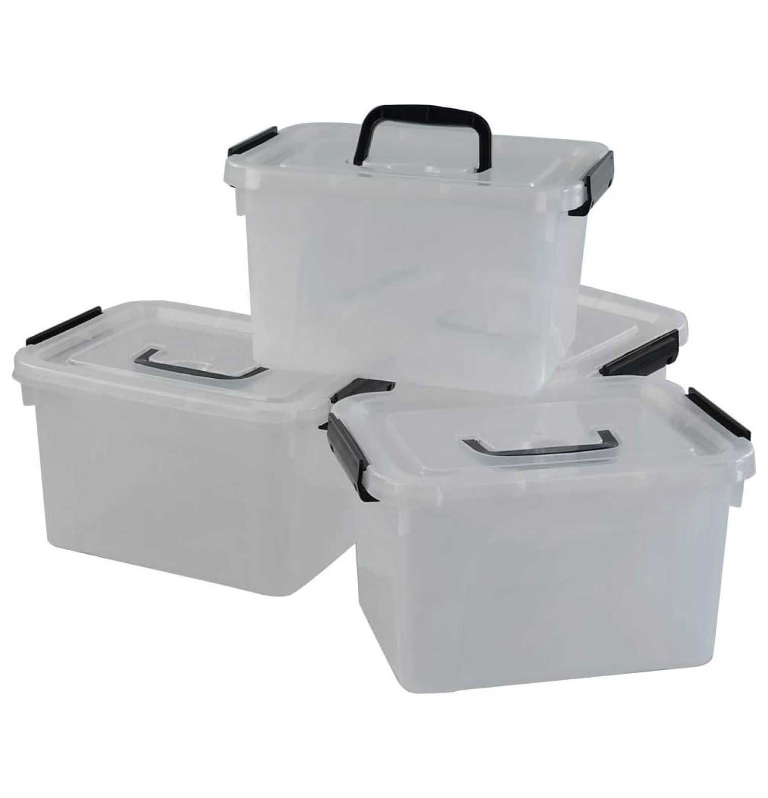 5 Quart Plastic Small Storage Container, Clear Box with Latches, 4-Pack ...