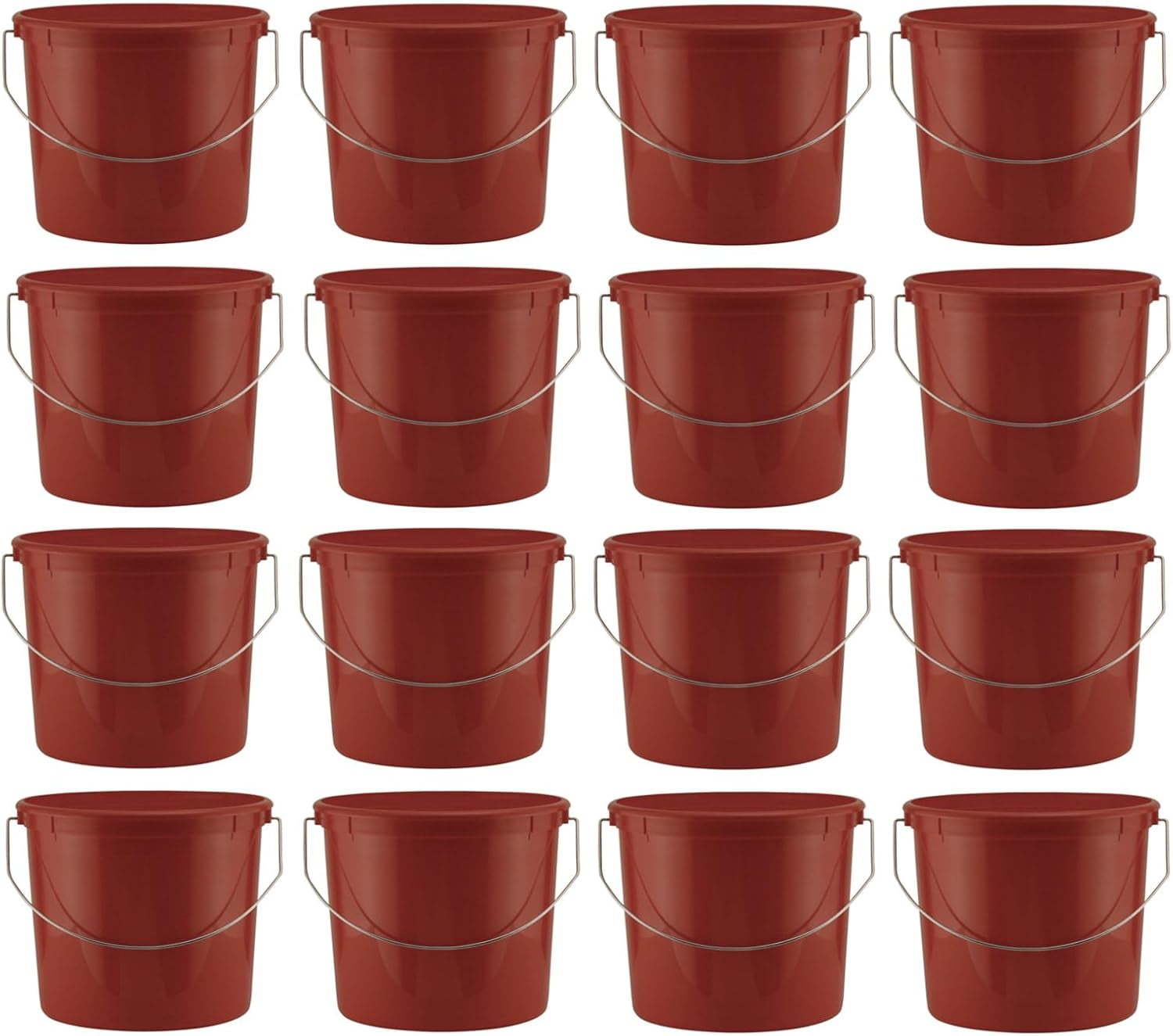 5 Quart Red Plastic Reinforced Rim Paint Pail Bucket - Pack of ...