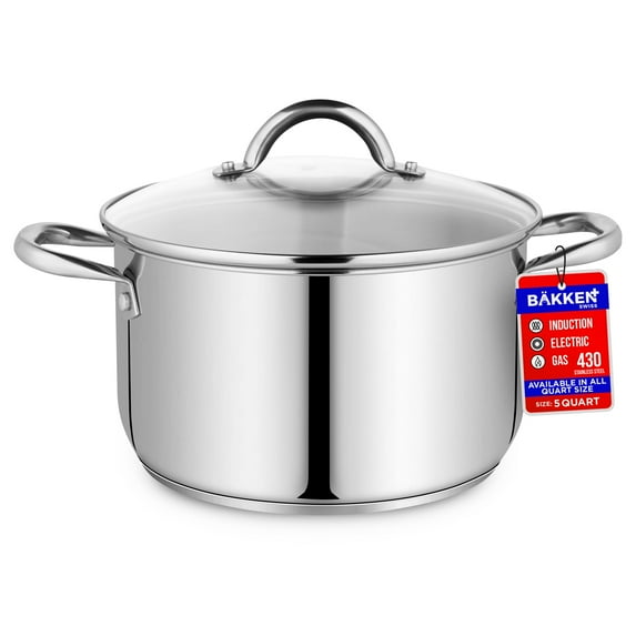 5 Quart Stainless Steel Boiling Pot with Shatterproof Lid, 18/0 Steel ...
