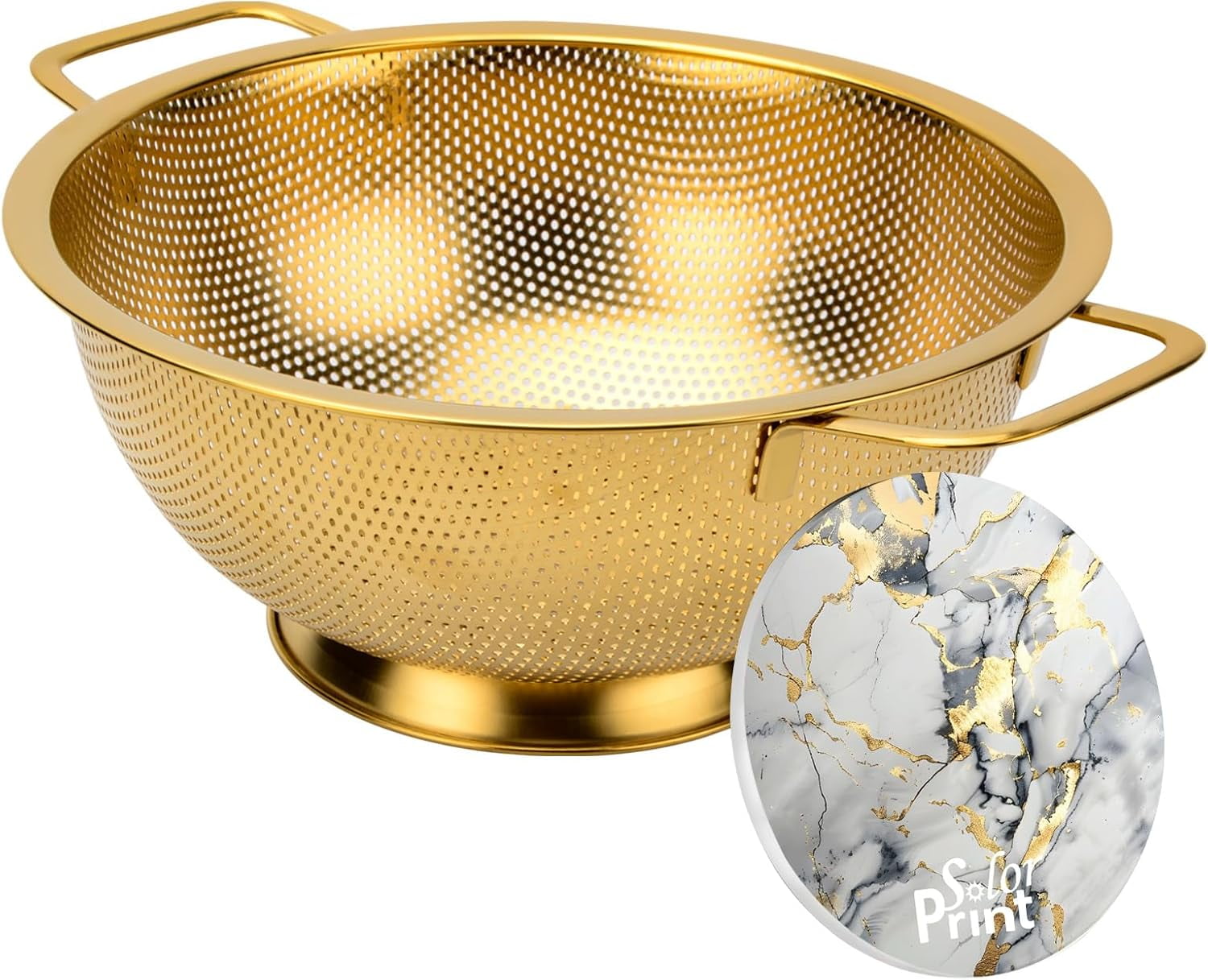 5 Quart Stainless Steel Colander with Coaster, Handles and Self ...