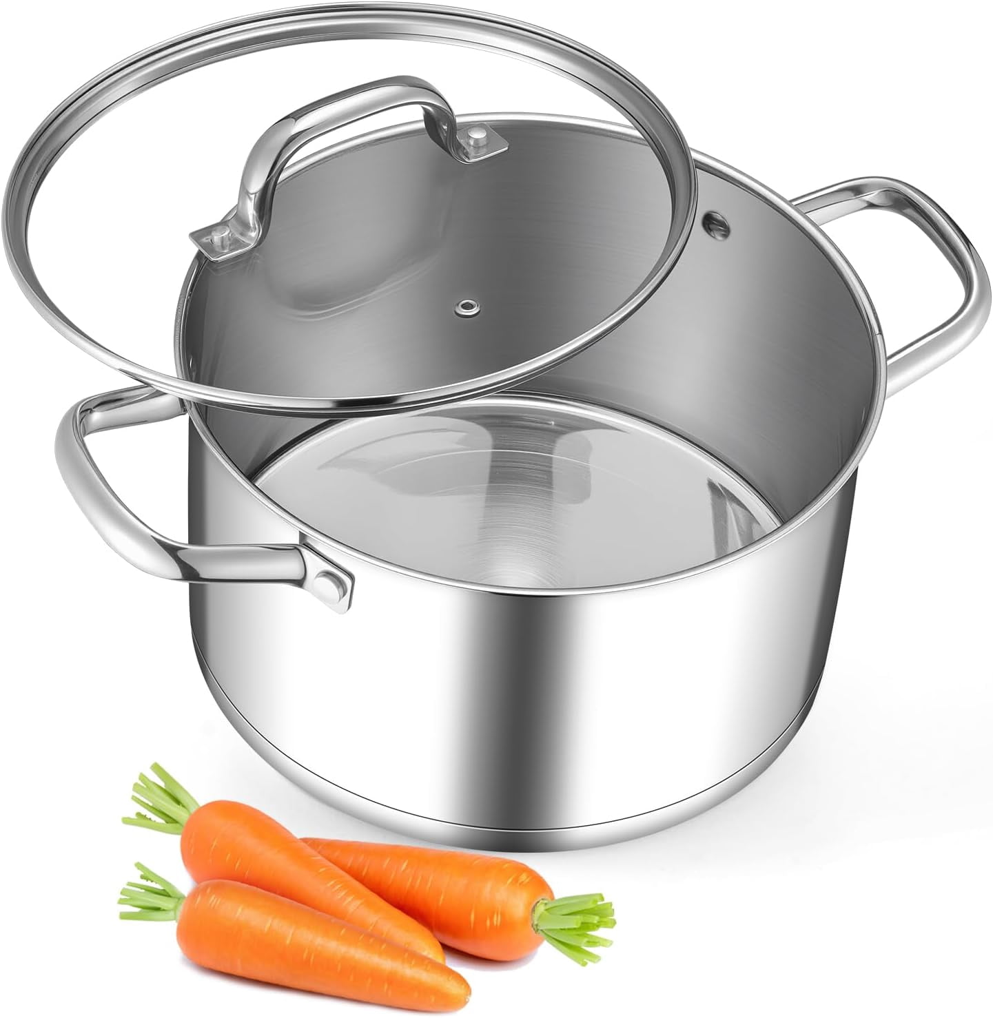 5 Quart Stock Pot with Lid, 18/10 3-ply Stainless Stockpot for ...