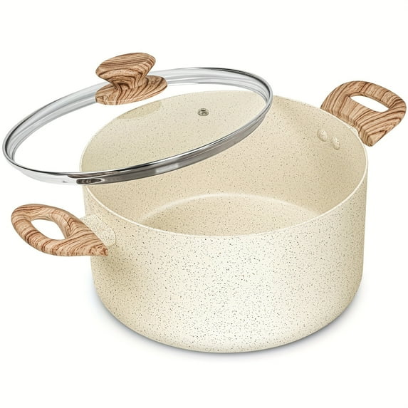 5-Quart White Granite Nonstick Stock Pot with Lid - Induction ...