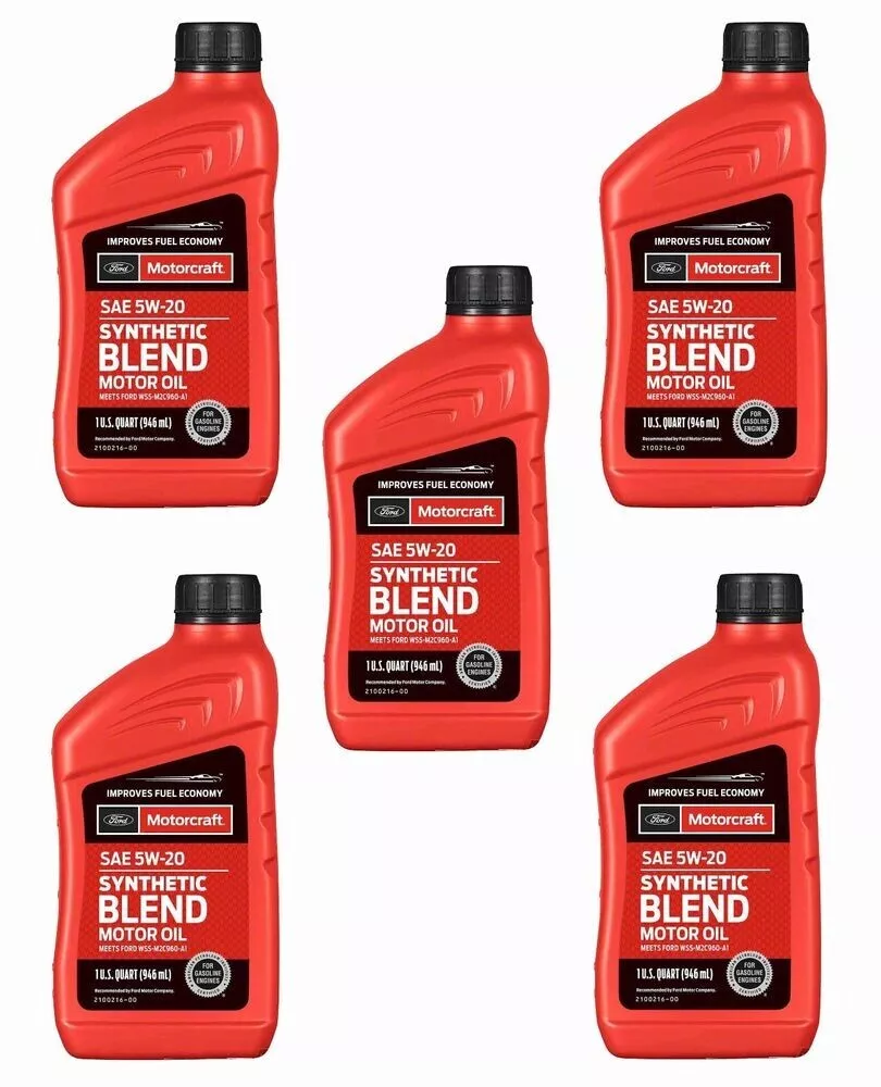 5 Quarts OEM FORD Premium Synthetic Blend Motor Oil Motorcraft SAE 5W20 ...