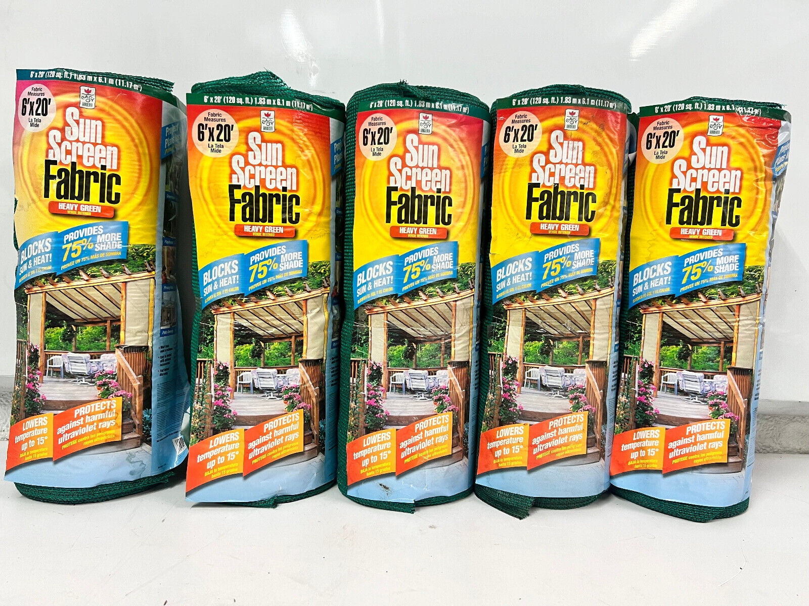 5 ROLLS Sunscreen Shade Fabric - (20 ft x 6 Ft Wide, Each Roll) Heavy ...