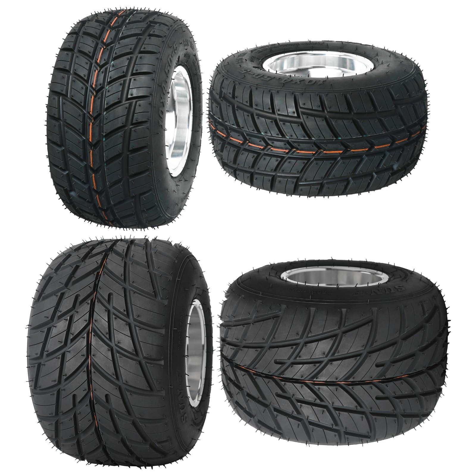 5" Racing Go Kart Wheels Tire Front 10x4.50-5 and Rear 11x7.10-5 Rain ...