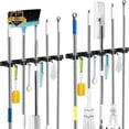 5 Racks and 4 Hooks Mop and Broom Holder Wall Mount, Broom Organizer ...