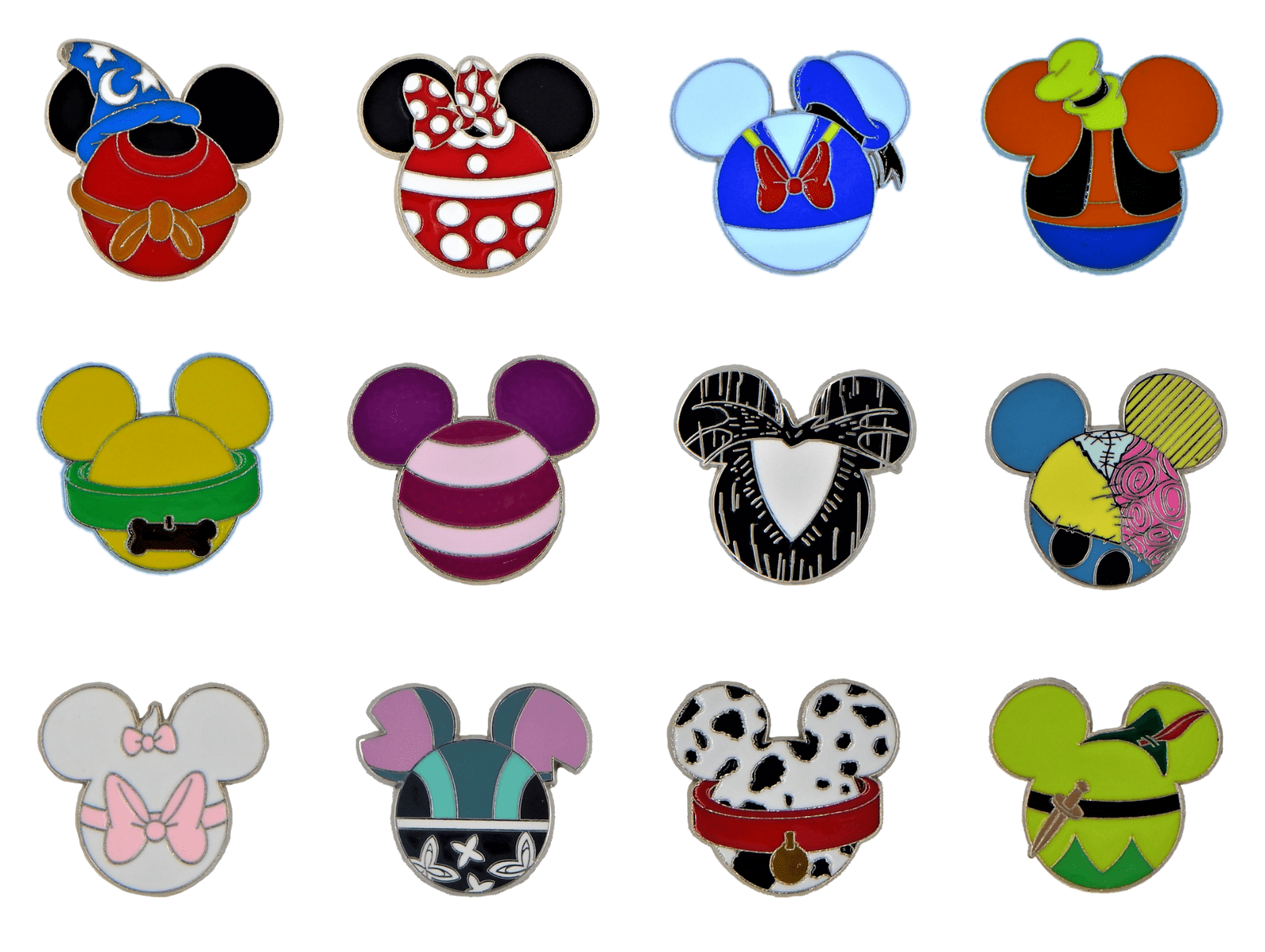 Disney Park Authentic Mickey Head Shape Character Trading Pins Set - 5 ...