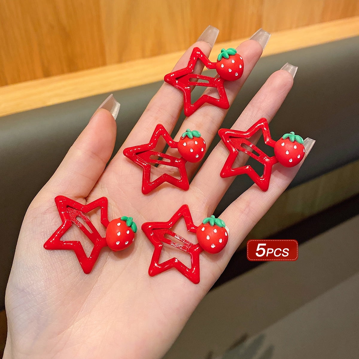 5 Red Star Hair Clips Strawberry BB Clips Suitable for Daily Use Hair ...