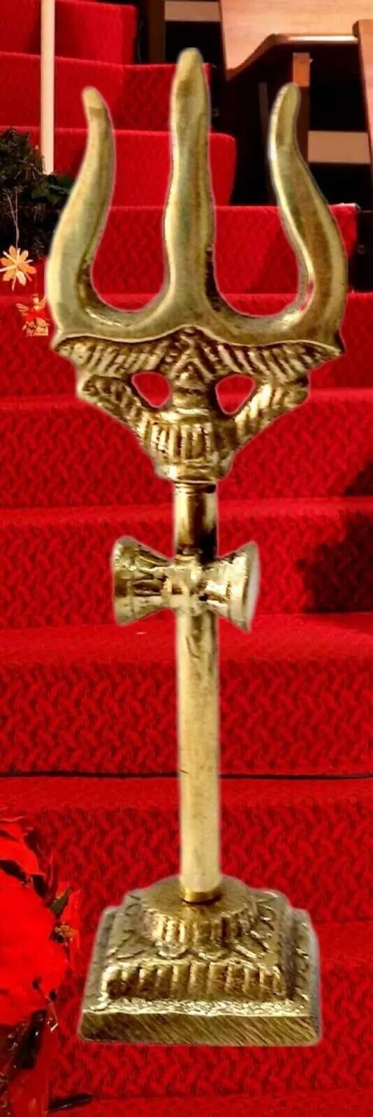 5" Religious Brass Handmade Lord Shiva Trishool with Damru For Hindu ...